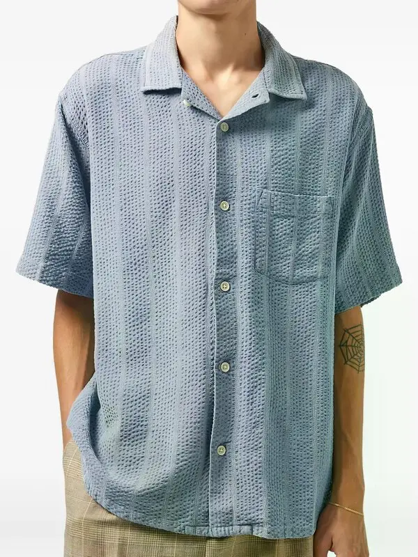 CORRIDOR Striped Seersucker Shirt - Blue
