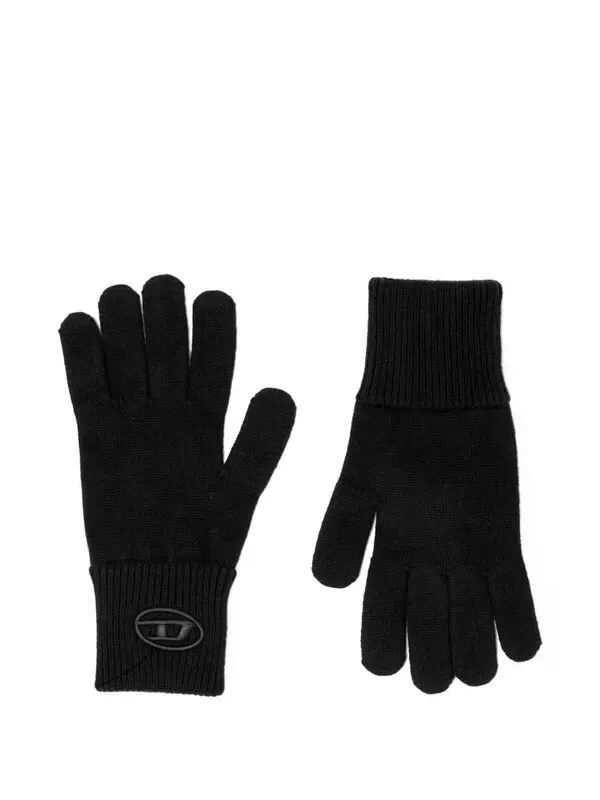 DIESEL® Oval D Logo-embroidered Gloves - Black