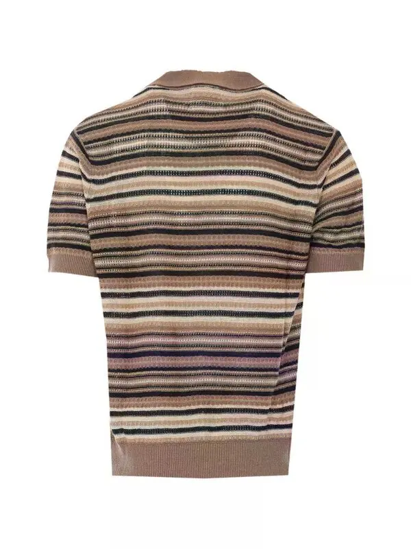 Nn07 Noam Striped Polo Shirt - Brown