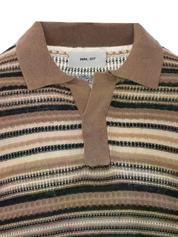 Nn07 Noam Striped Polo Shirt - Brown