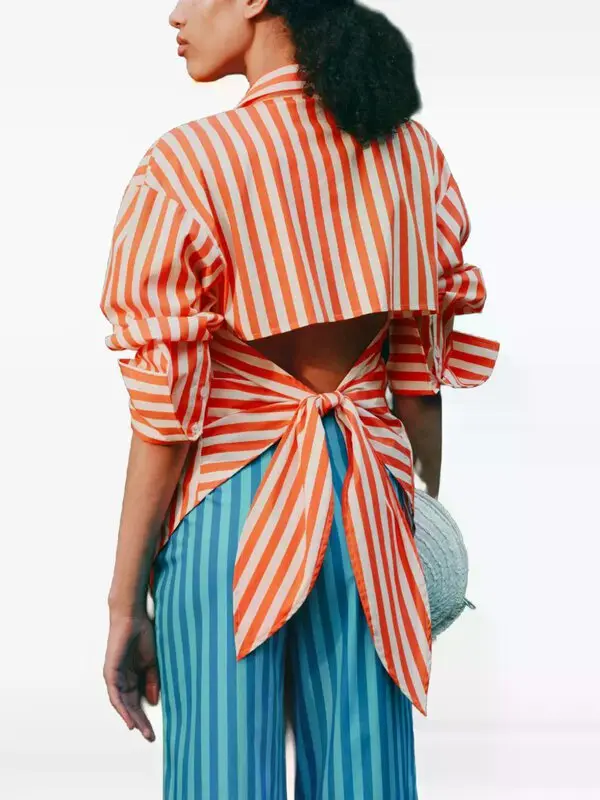 SIMONMILLER Loch Stripe-print Cotton Shirt - Orange