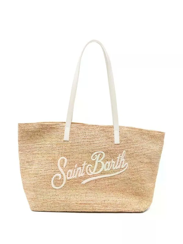 MC2 SAINT BARTH Raffia Logo-patch Shoulder Bag - Neutrals