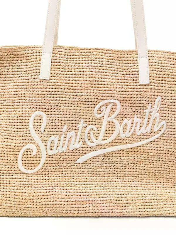 MC2 SAINT BARTH Raffia Logo-patch Shoulder Bag - Neutrals