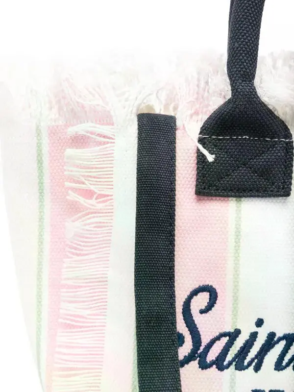MC2 SAINT BARTH Striped Frayed-edge Beach Bag