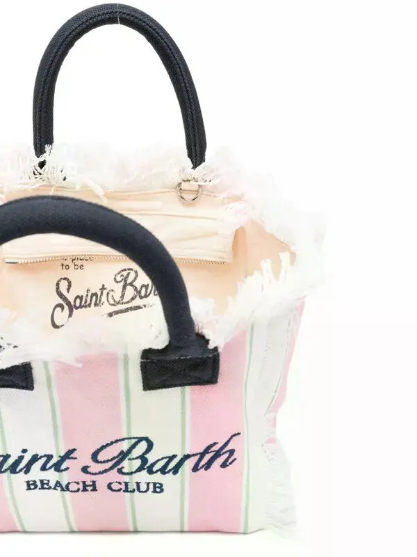 MC2 SAINT BARTH Striped Frayed-edge Beach Bag