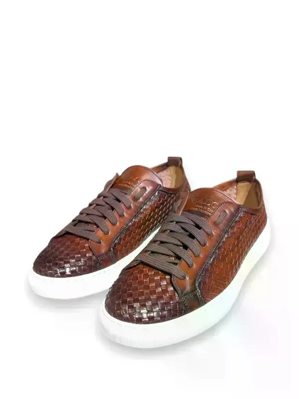 CALCE Interwoven Leather Sneakers - Brown