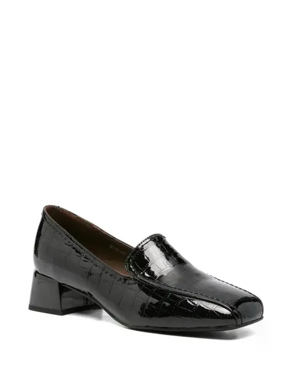 LINDA BAUMANN Crocodile-embossed Leather Pumps