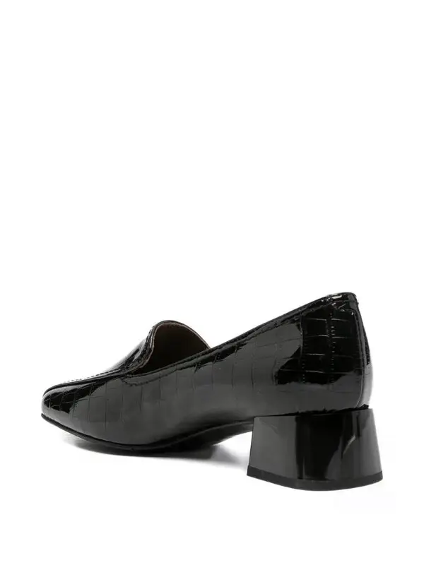LINDA BAUMANN Crocodile-embossed Leather Pumps