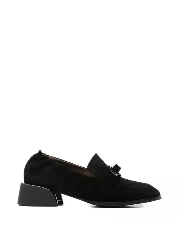 LINDA BAUMANN Buckle-detail Block-heel Loafers - Black
