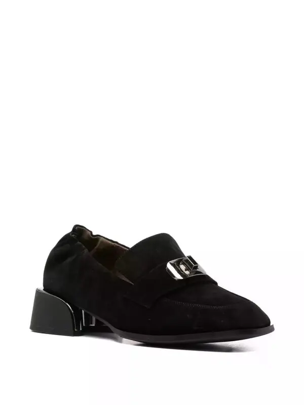 LINDA BAUMANN Buckle-detail Block-heel Loafers - Black