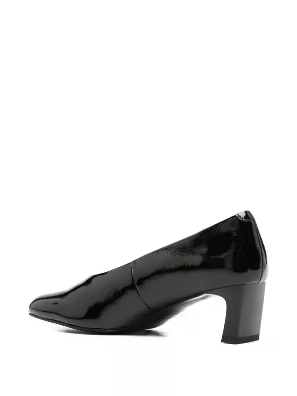 LINDA BAUMANN Patent-finish Square-toe Pumps - Black