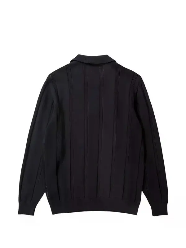 DEAN EDMONDS Ribbed-knit Long-sleeve Polo Shirt