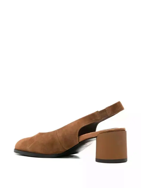 LINDA BAUMANN Suede Slingback Block-heel Pumps - Brown