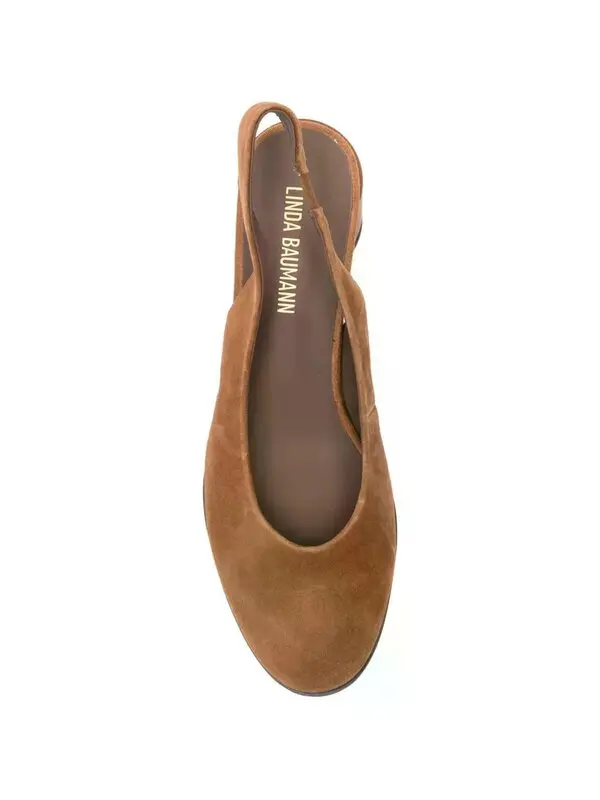 LINDA BAUMANN Suede Slingback Block-heel Pumps - Brown