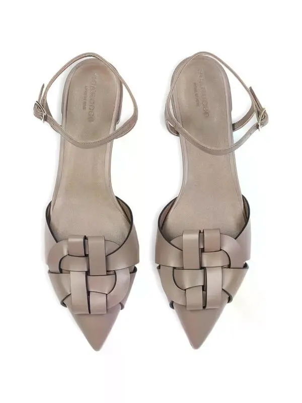 SCAROSSO Amanda Woven Pointed-toe Pumps - Brown