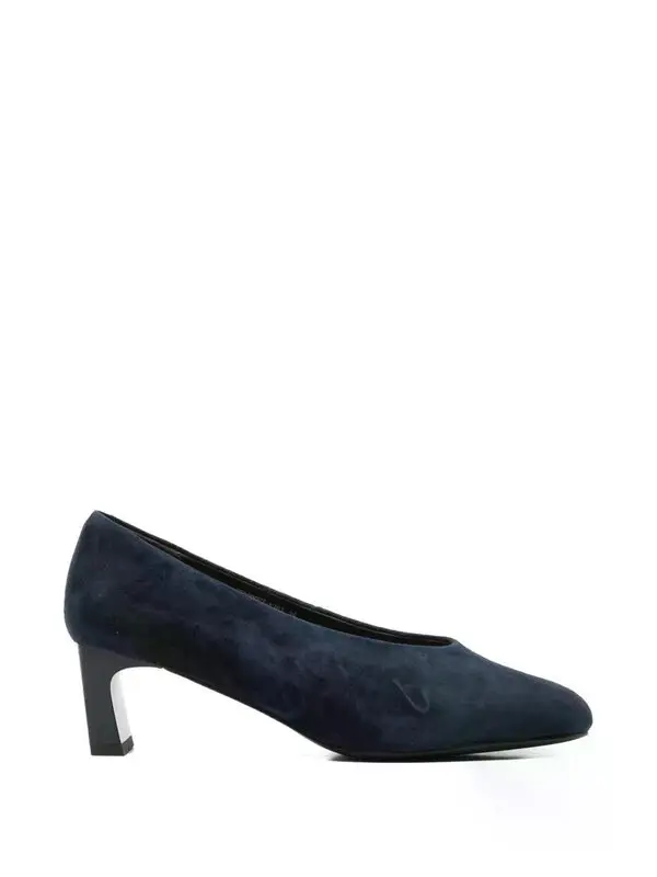 LINDA BAUMANN Suede Square-toe Pumps