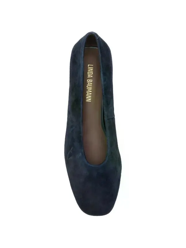 LINDA BAUMANN Suede Square-toe Pumps