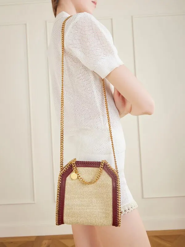 Stella McCartney The Falabella Tiny Raffia Shoulder Bag - Neutrals
