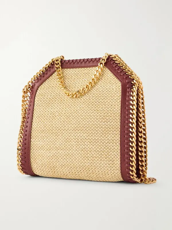 Stella McCartney The Falabella Tiny Raffia Shoulder Bag - Neutrals
