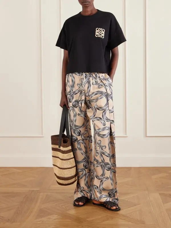 Loewe Paula's Ibiza Printed Mid-rise Straight-leg Silk Pants - Neutrals