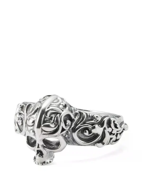Emanuele Bicocchi Engraved Skull Ring - Silver