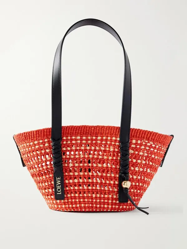 Loewe Braid Basket Raffia Tote - Red