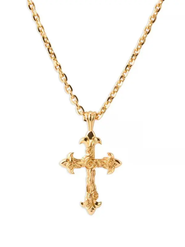 Emanuele Bicocchi Rose Cross Pendant Necklace - Gold