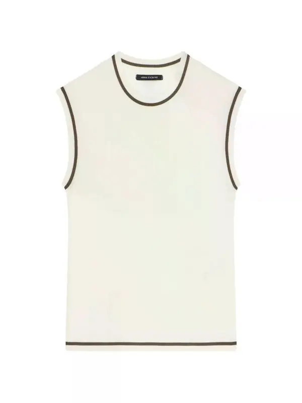 Armani Exchange Contrasting-trim Sleeveless Top - Neutrals