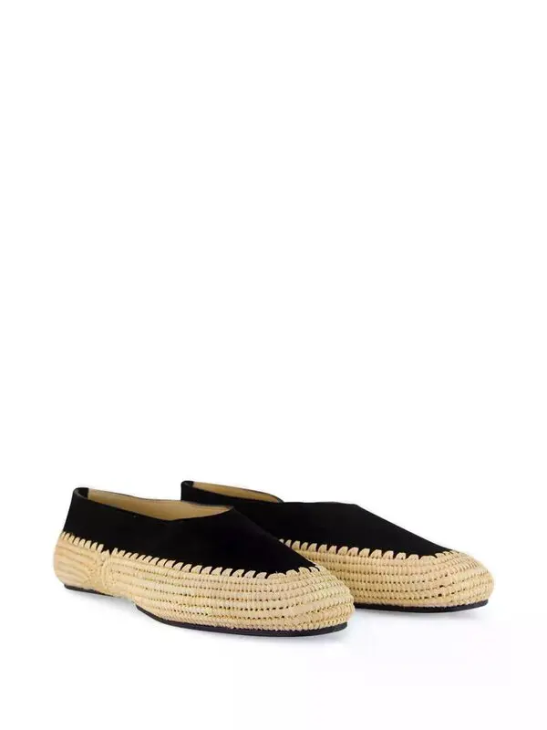 Gabriela Hearst Strength Suede And Raffia Loafers - Neutrals
