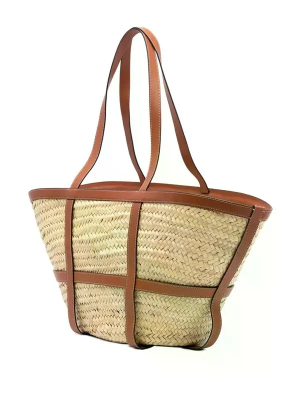 Celine 2019 Medium Raffia Gridded Classic Panier Tote Bag