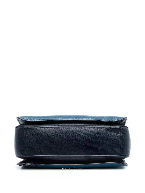 Miu Miu Bicolor Goatskin Madras Satchel - Blue