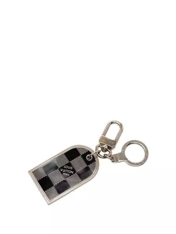 LOUIS VUITTON Brass Damier Porte Cles Address Bag Charm And Holder Key Chain - Silver