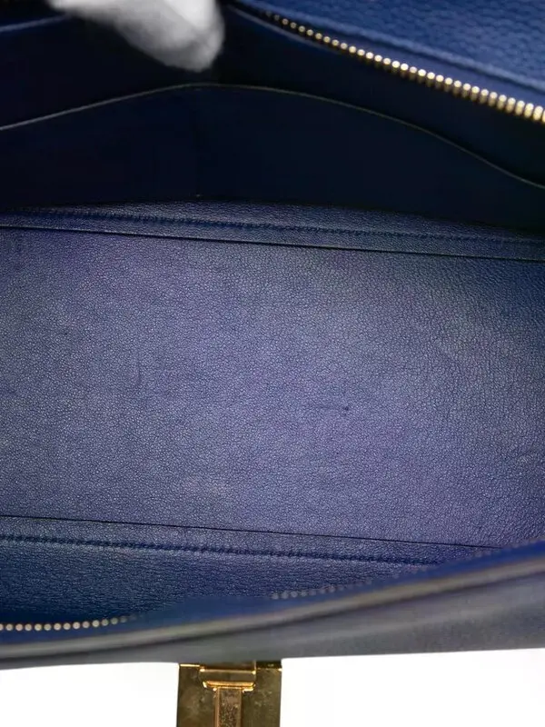 Celine 2014 Small Drummed Calfskin And Suede Trapeze Satchel - Blue