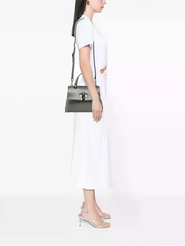 Gucci 2016-2025 Small Leather Bamboo Daily Satchel - Grey