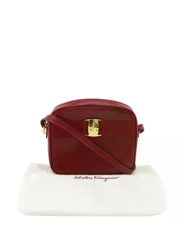 FERRAGAMO Leather Vara Bow Crossbody Bag - Red