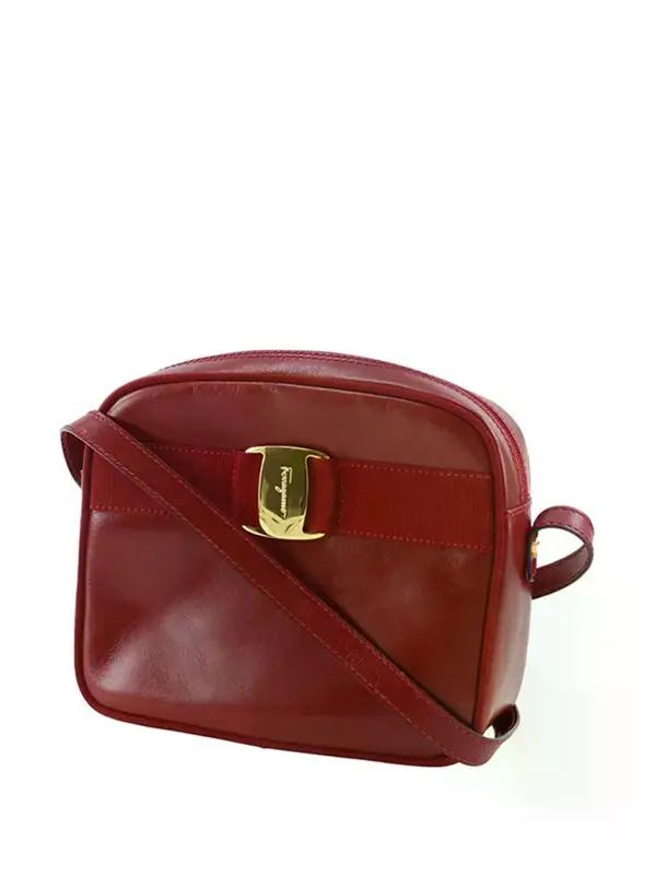 FERRAGAMO Leather Vara Bow Crossbody Bag - Red