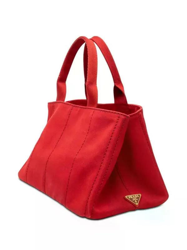 Prada Canvas Canapa Logo Satchel - Red