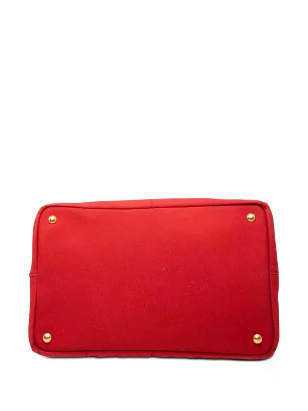 Prada Canvas Canapa Logo Satchel - Red