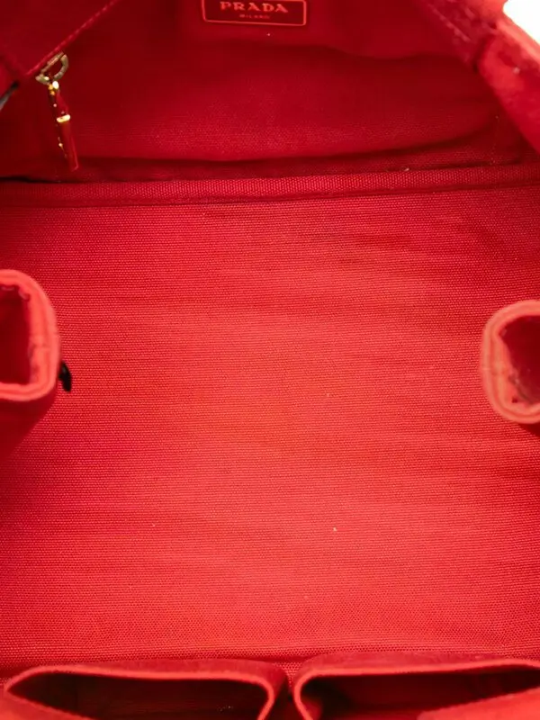 Prada Canvas Canapa Logo Satchel - Red
