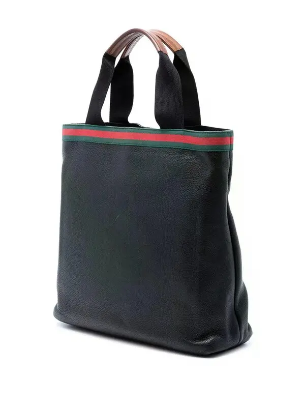 Gucci Leather Web Tote Bag