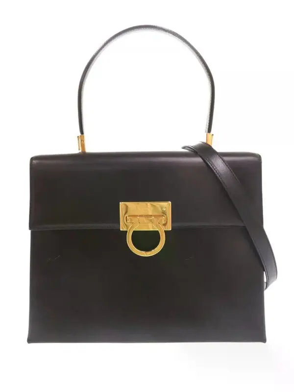 FERRAGAMO Leather Gancini Top Handle Satchel
