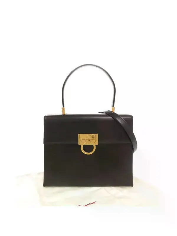 FERRAGAMO Leather Gancini Top Handle Satchel