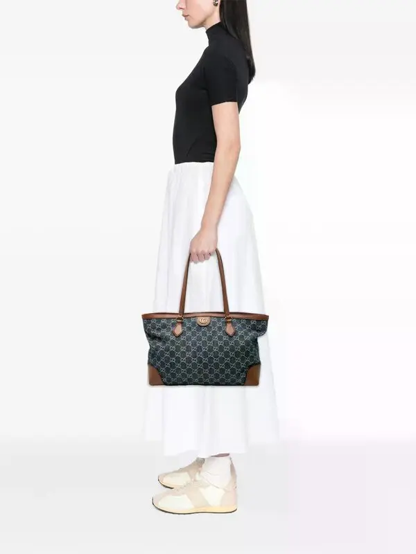 Gucci Gg Denim Ophidia Tote Bag - Blue