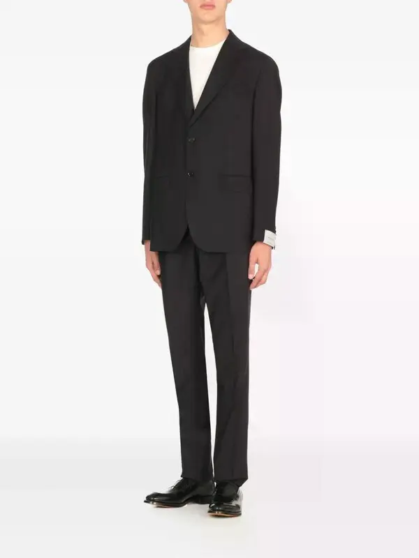 Caruso Notched-lapel Single-breasted Suit - Black
