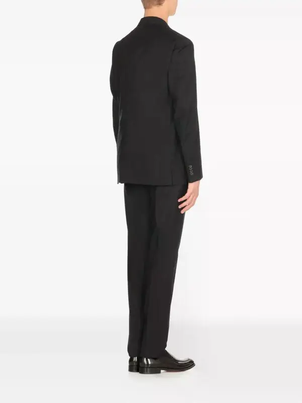 Caruso Notched-lapel Single-breasted Suit - Black