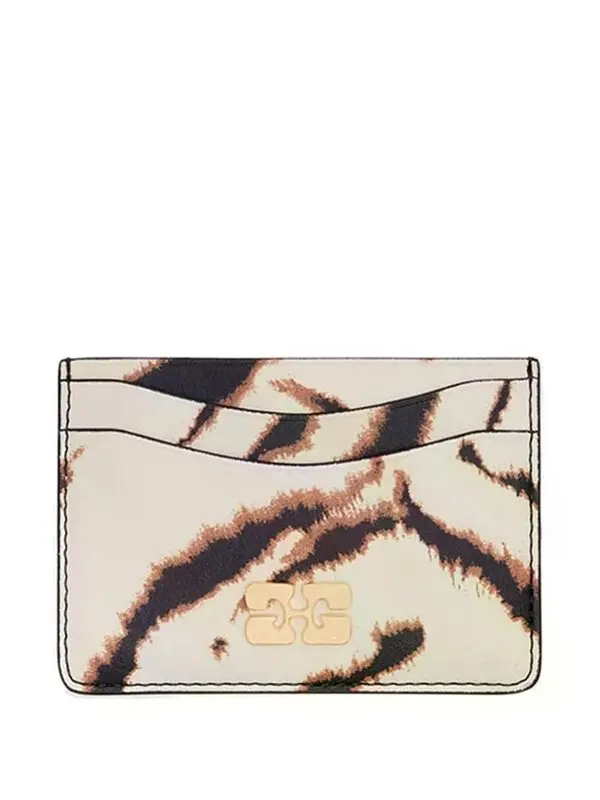 GANNI Bou Zebra-print Card Holder - Neutrals