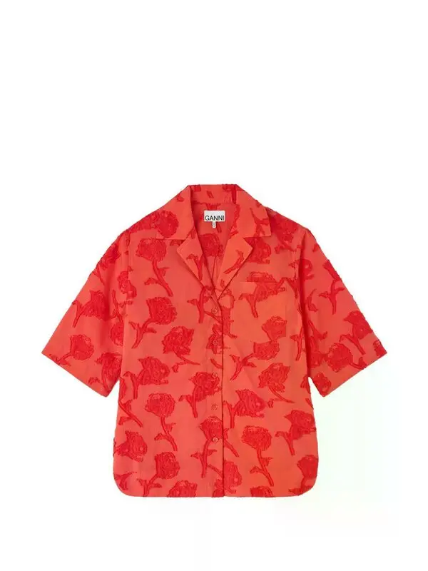 GANNI Fil-coupé Floral-pattern Shirt