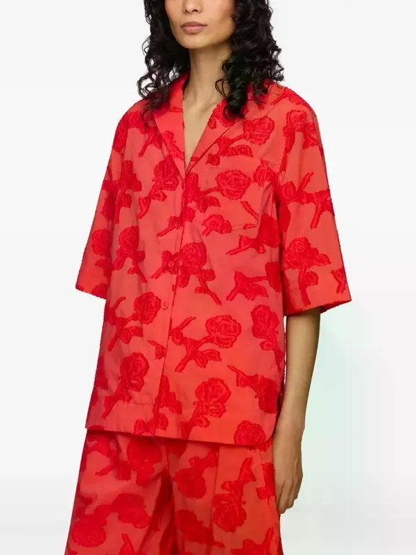 GANNI Fil-coupé Floral-pattern Shirt