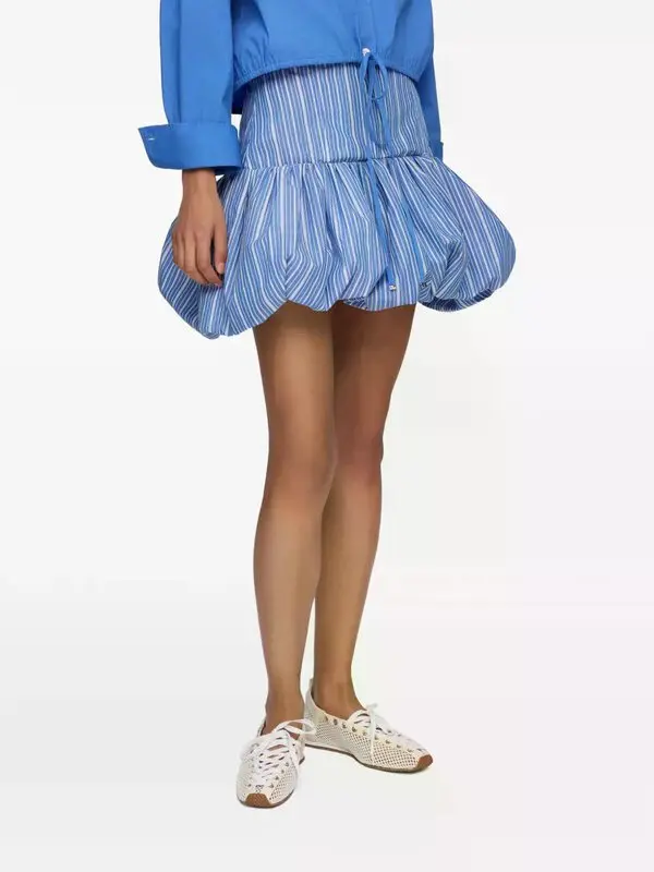 GANNI Stripe Pattern Ruffled Bubble Hem Skirt