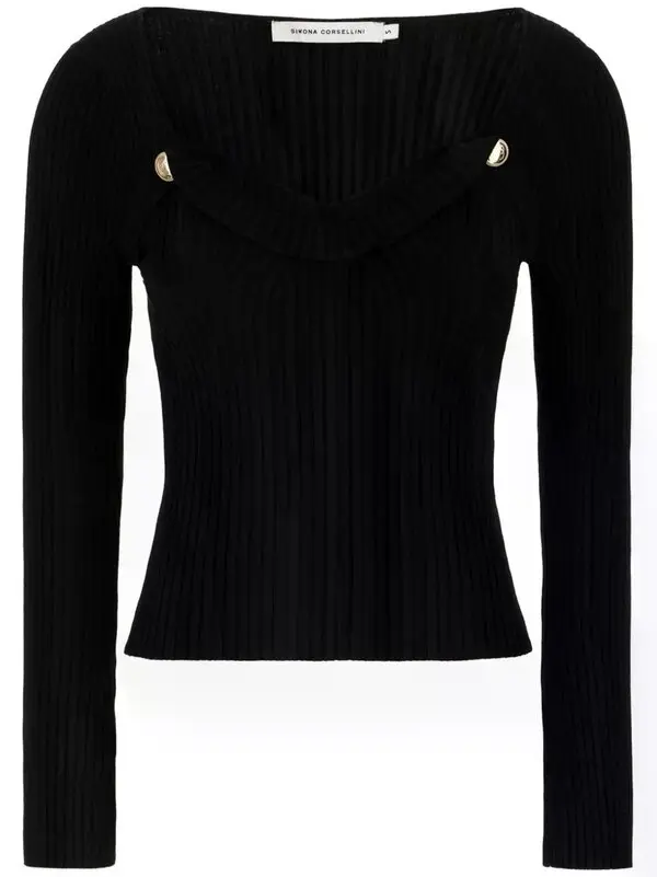 SIMONA CORSELLINI Wide-neck Ribbed Top